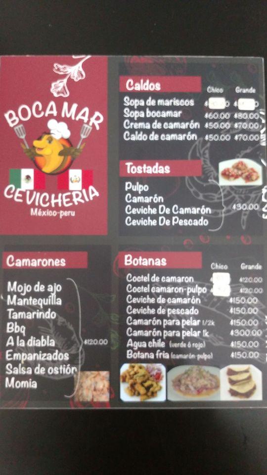 Carta del restaurante Boca Mar, Ciudad del México