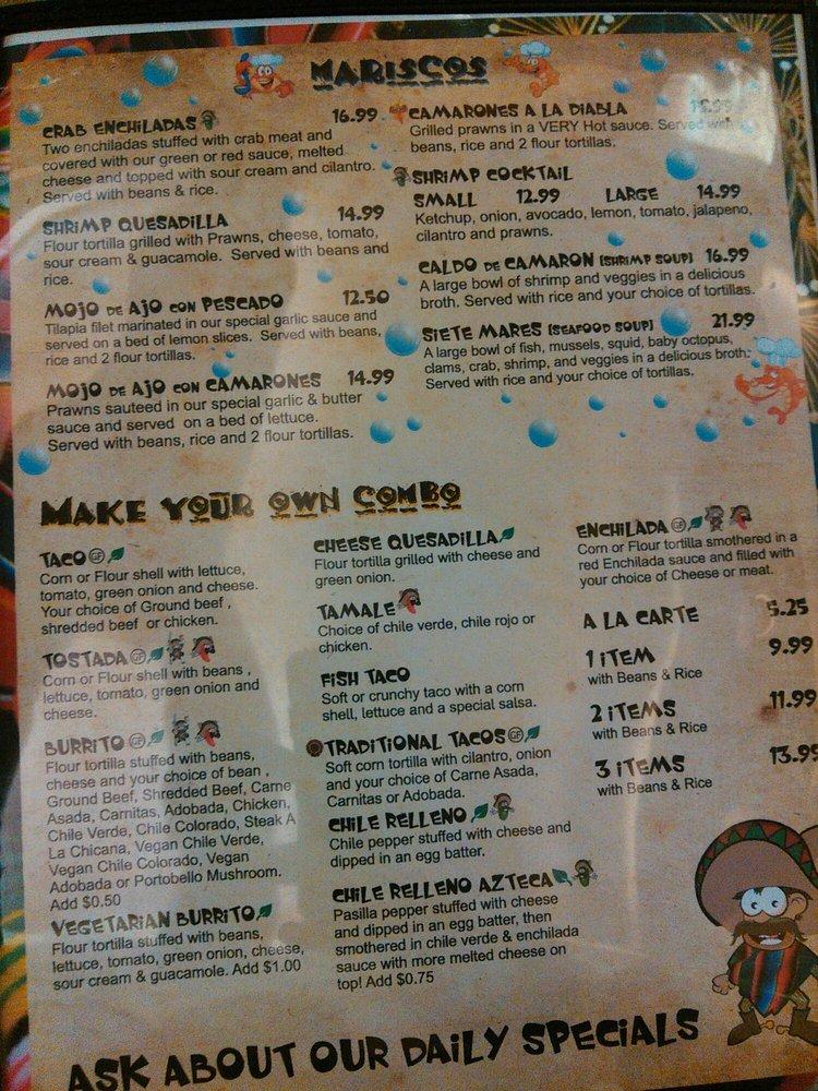 Menu at El Zarape Restaurant, Yuba City