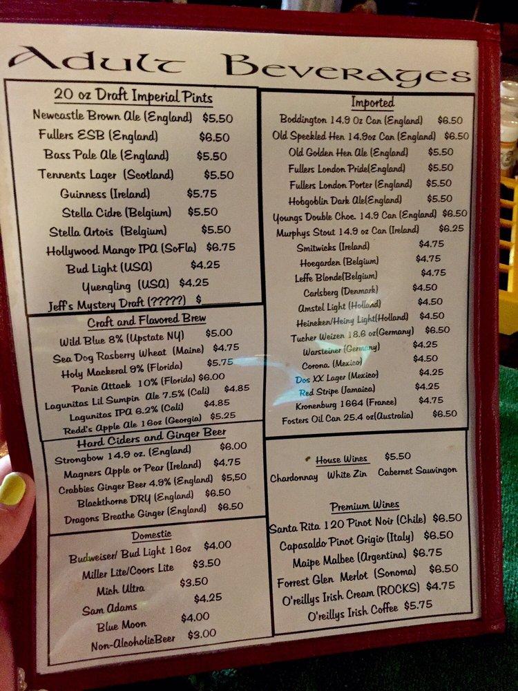 Menu at Kings Head British Pub Sunrise, Sunrise
