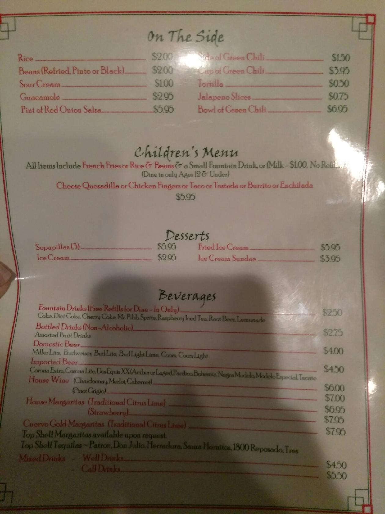 Menu at Las Caras LLC restaurant, Denver