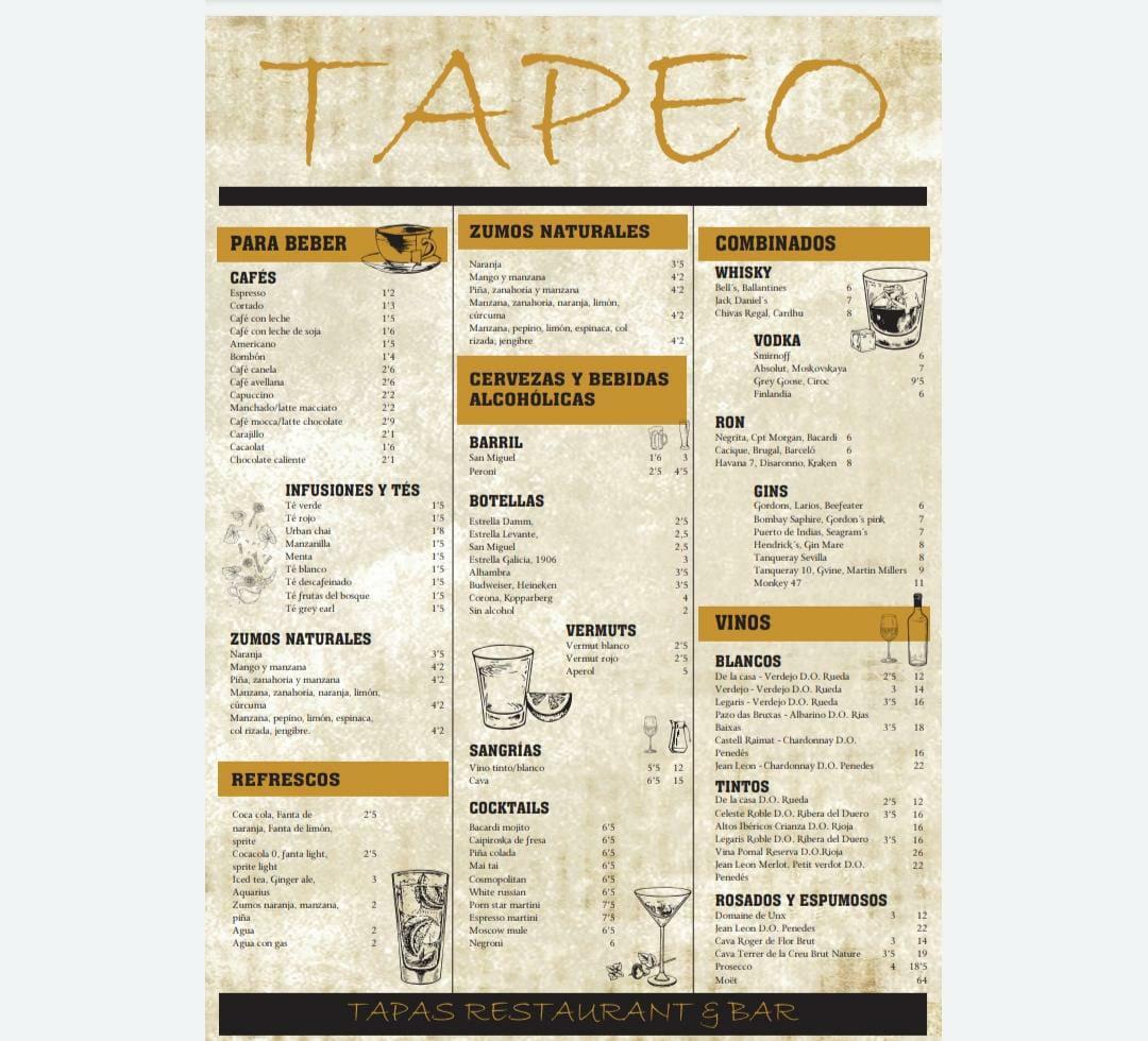Carta de Tapeo Restaurante y Bar, Sant Antoni de Portmany