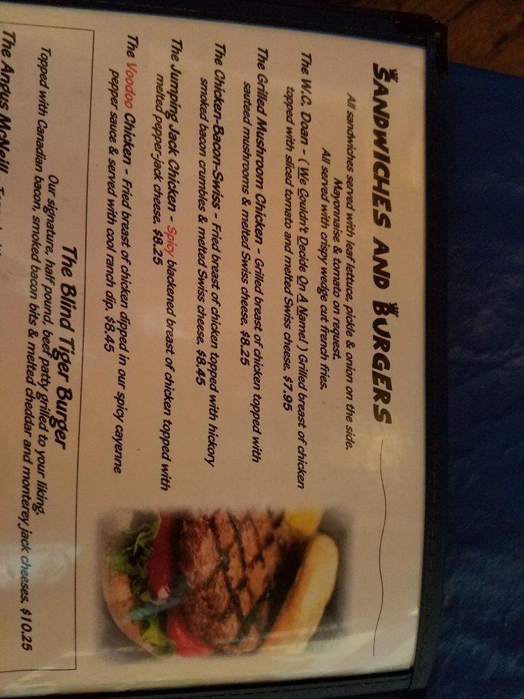 Menu at The Blind Tiger pub & bar, Shreveport