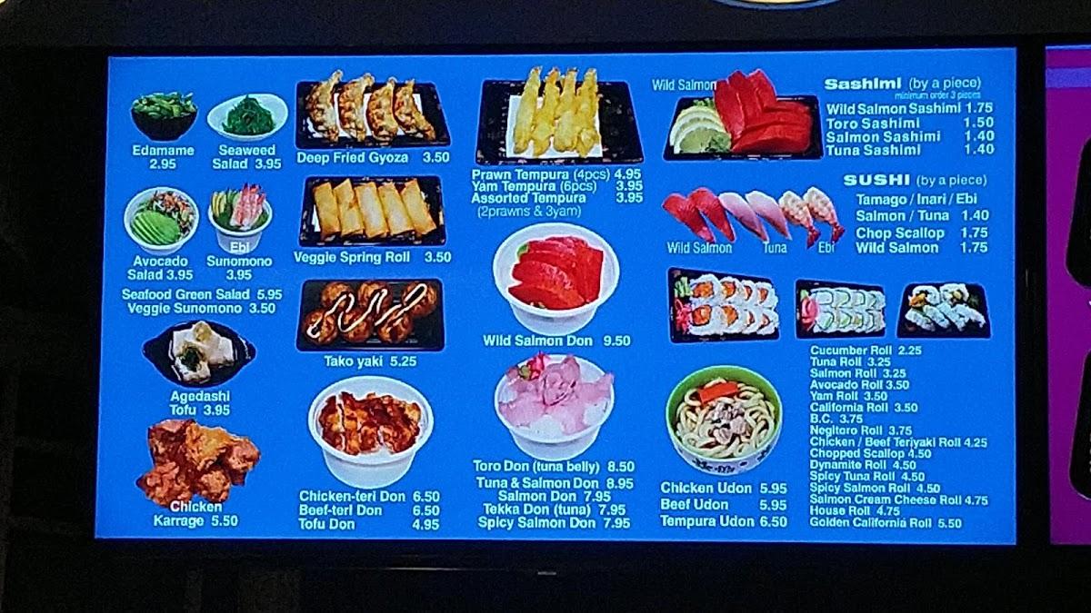 Menu at Toyama Express Sushi restaurant, Surrey