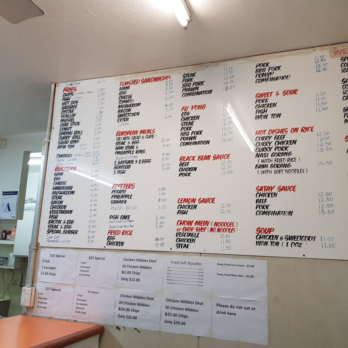 Menu at Weymouth Takeaways fast food, Auckland