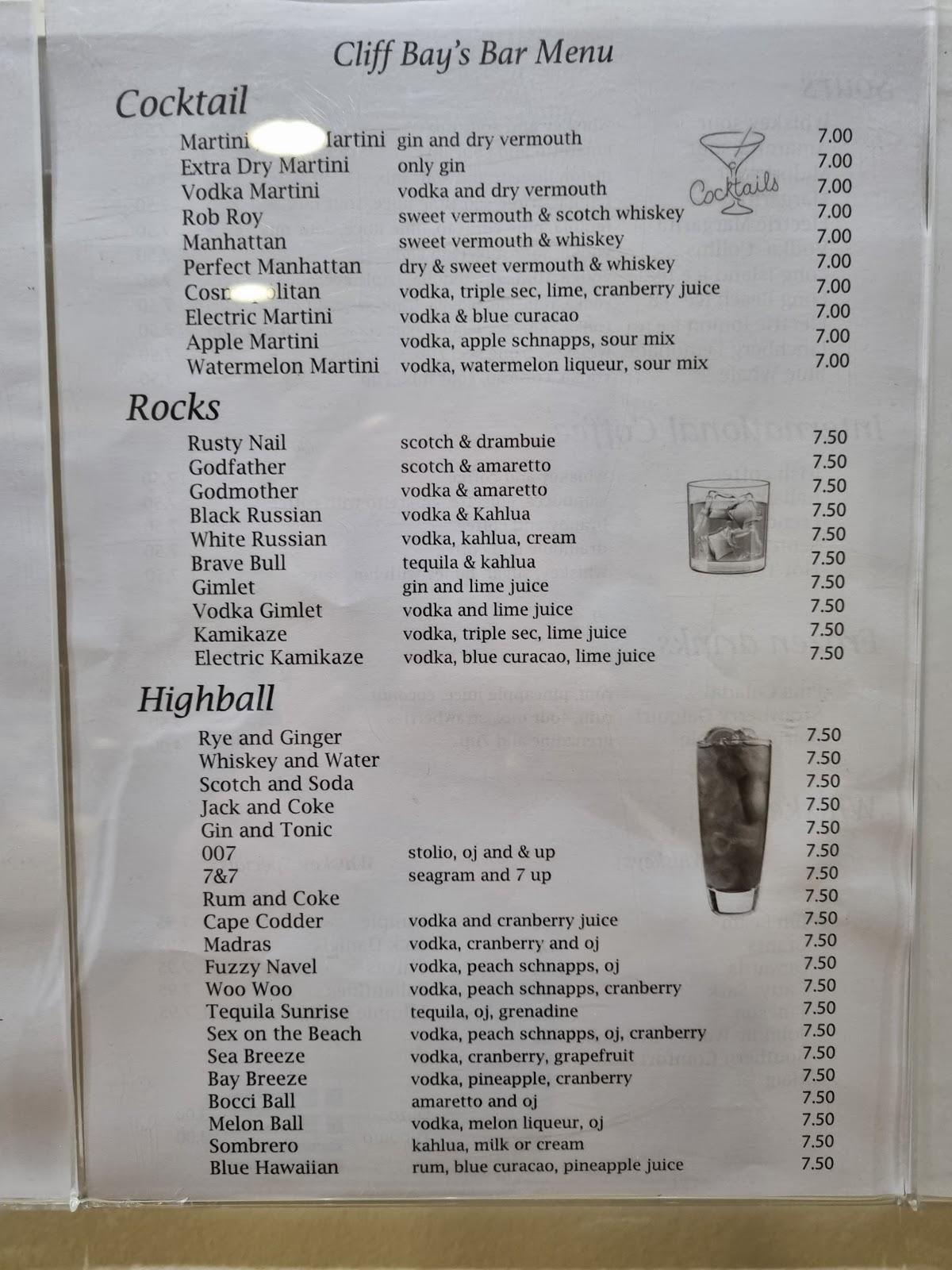 Menu at Cliff Bay Restaurant, Palairos, Kechropoleos Cliff Bay Hotel