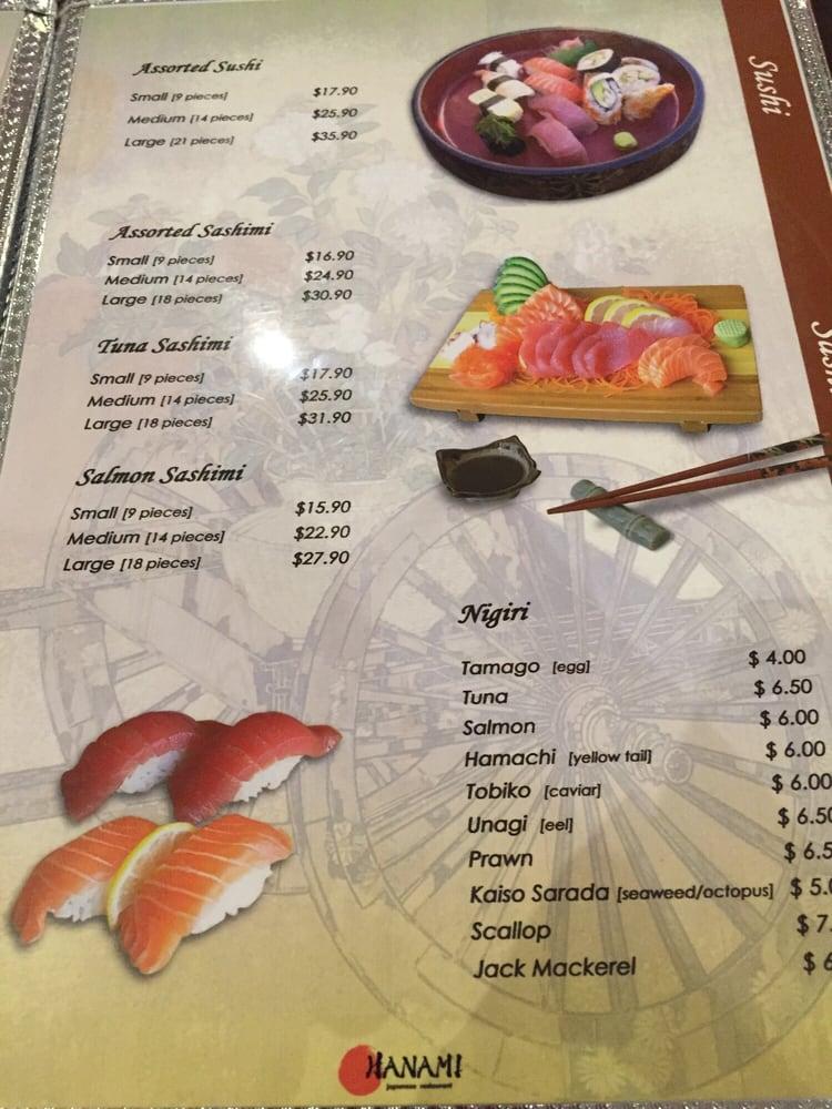 Menu at HANAMI Japanese Restaurant, Mount Lawley