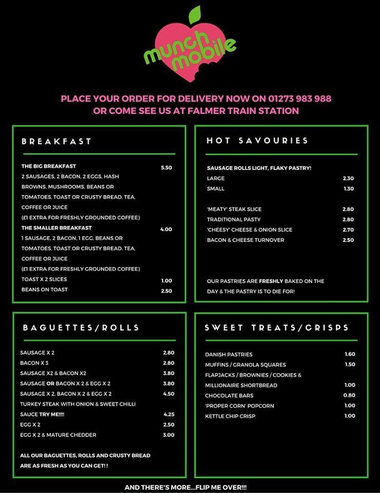 Menu at Munch Mobile, Brighton