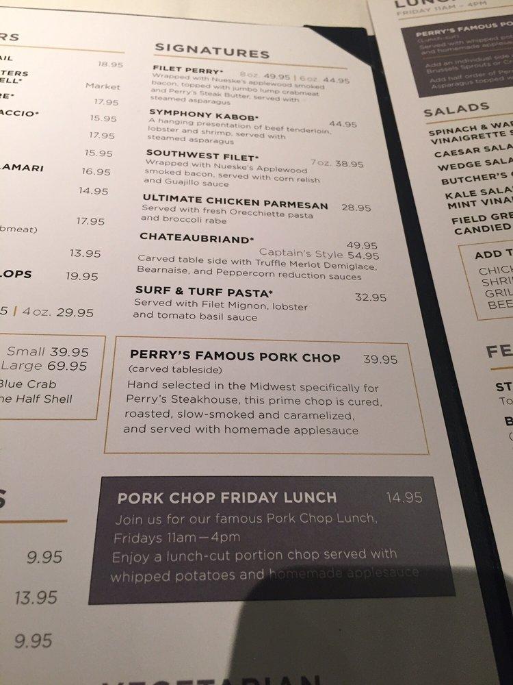 Menu at Perry's Steakhouse & Grille, Birmingham