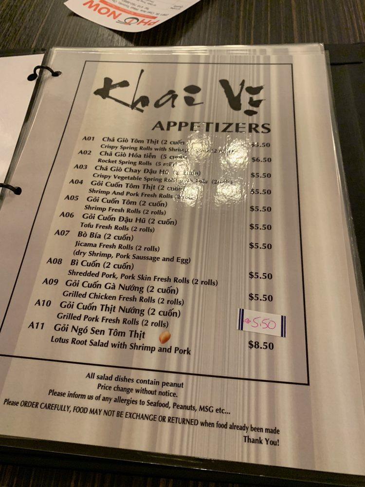 Menu at Pho Now restaurant, Toronto