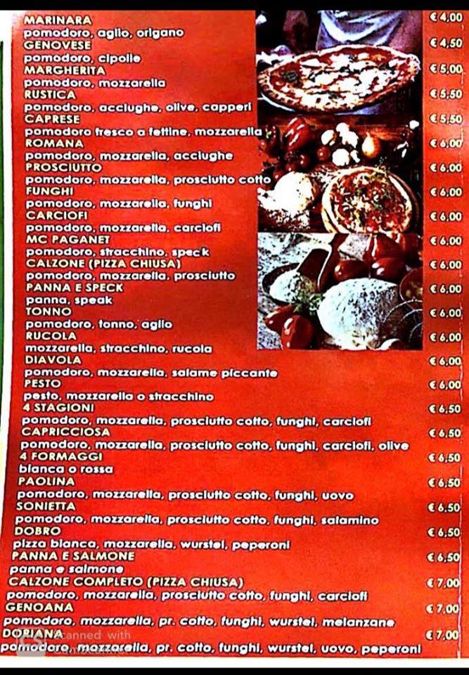 Menu da Pizzeria Napoletana da Paolo, Genova