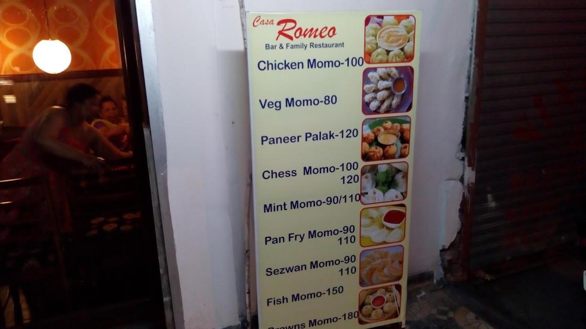 Menu at Romeo, Panaji