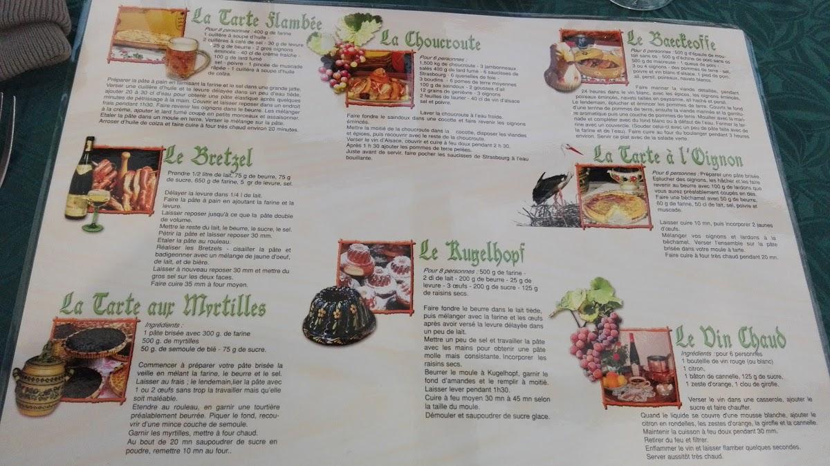 Menu at Taverne chez Marcel restaurant, Nancy