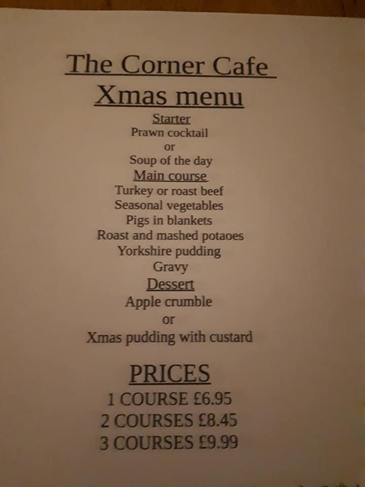 Menu at The Corner Cafe, Shildon