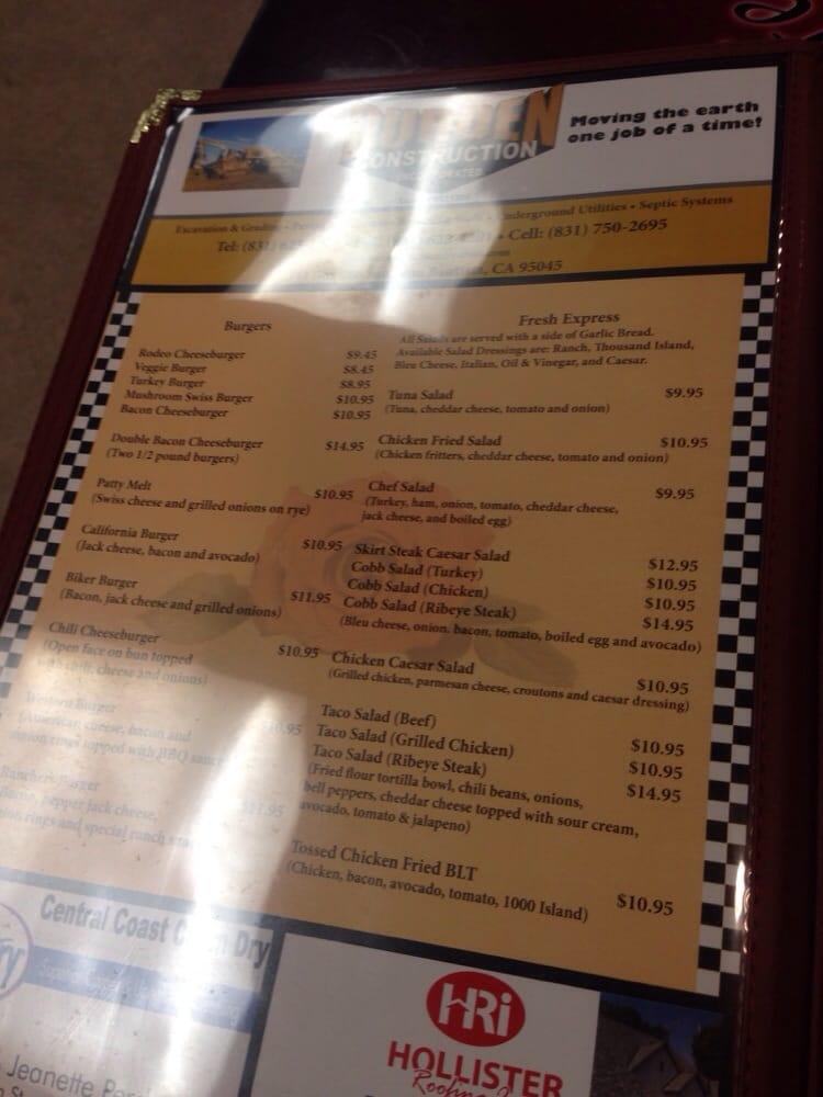 Menu at Country Rose Café cafe, Hollister