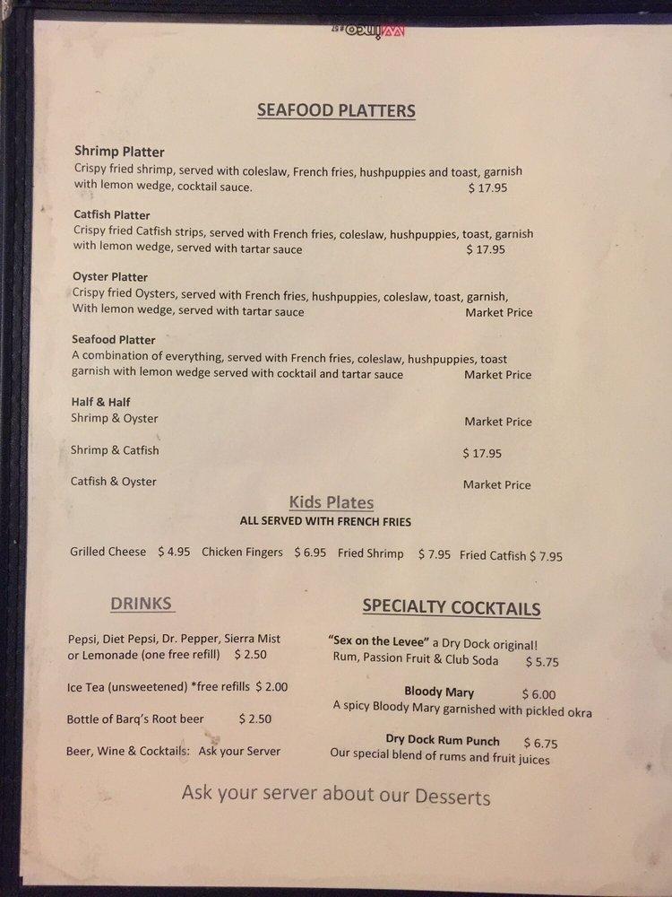 Menu at Dry Dock Café pub & bar, New Orleans
