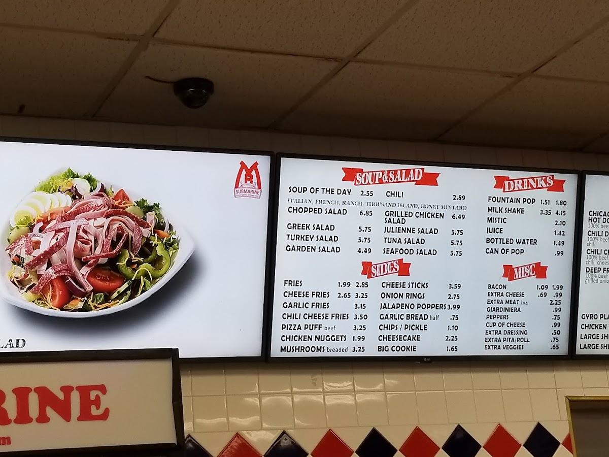 Menu at Mr. Submarine fast food, Calumet City, 669 River Oaks Dr
