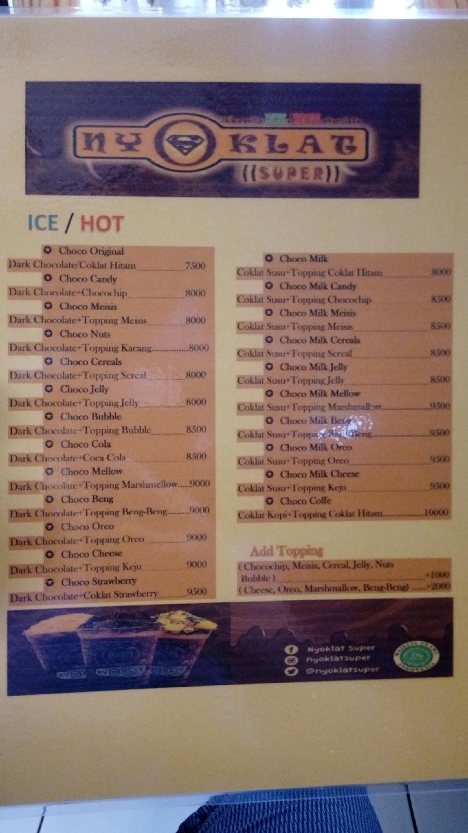 Carta del café Nyoklat Super, Semarang, XFP2+6XP