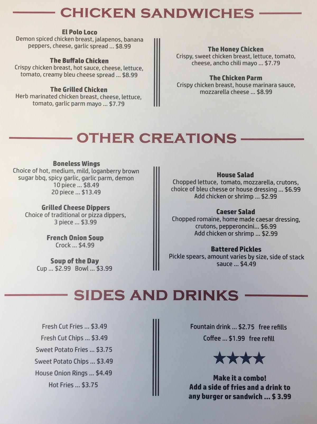 Menu at Stack Burger restaurant, Lackawanna