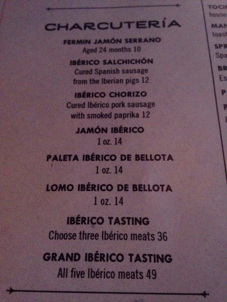 Menu at The Iberian Pig restaurant, Decatur, 121 Sycamore St
