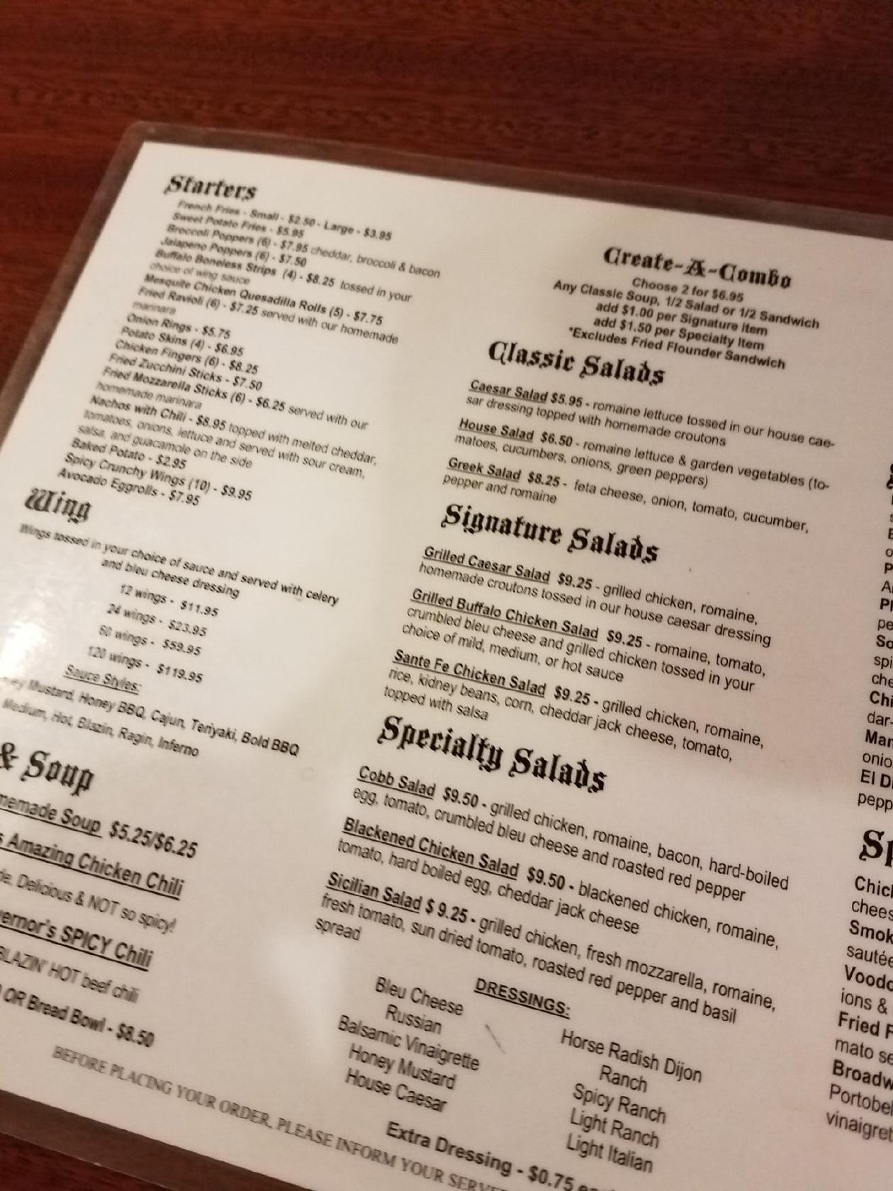 Menu at Lisa's Buffalo Grille restaurant, Greenlawn