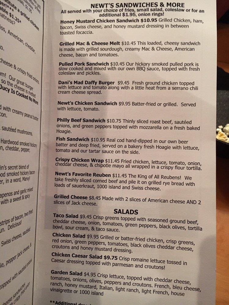 Menu at Newt's North pub & bar, Rochester, E Frontage Rd #52