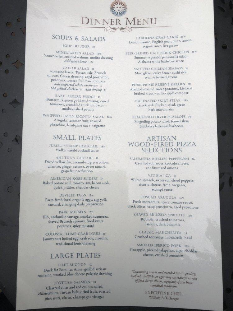 Menu at Parc Bistro restaurant, Skippack