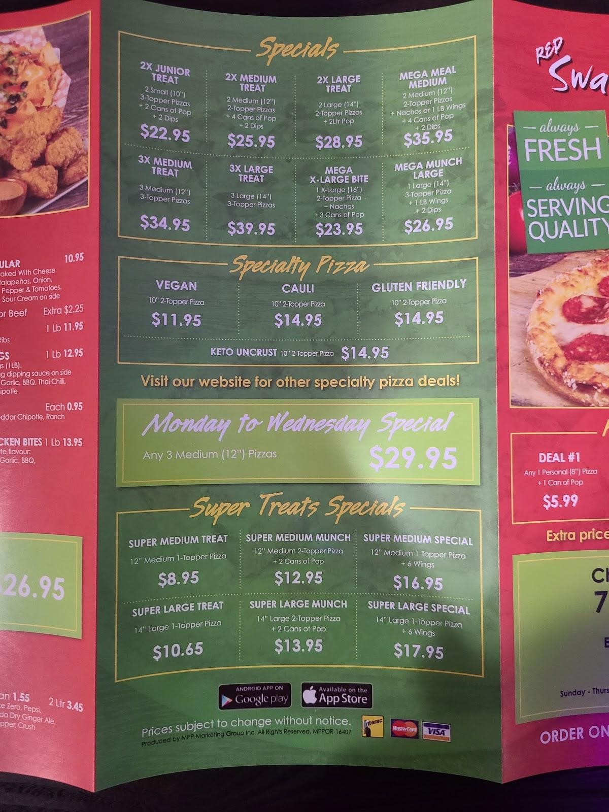 Menu at Red Swan Pizza Chappelle pizzeria, Edmonton