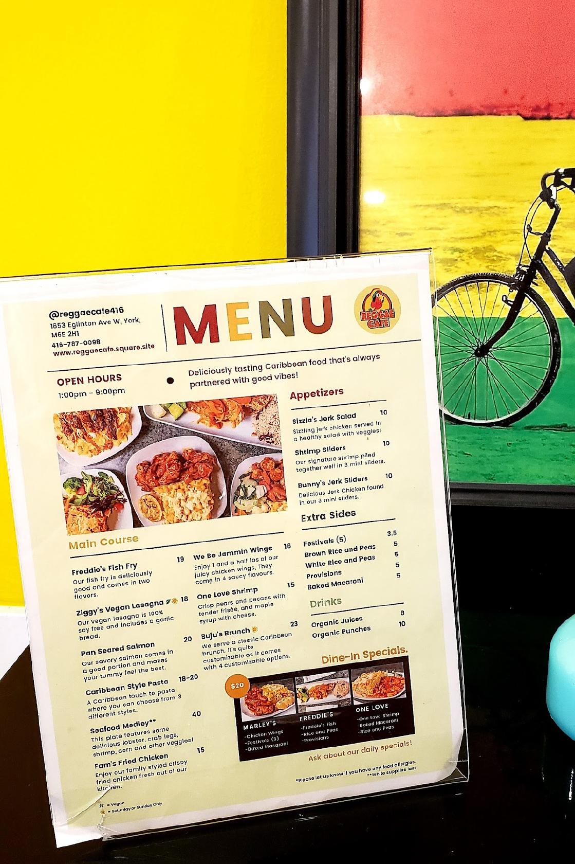Menu at Reggae Cafe Jamaican Jerk and Seafood, Toronto