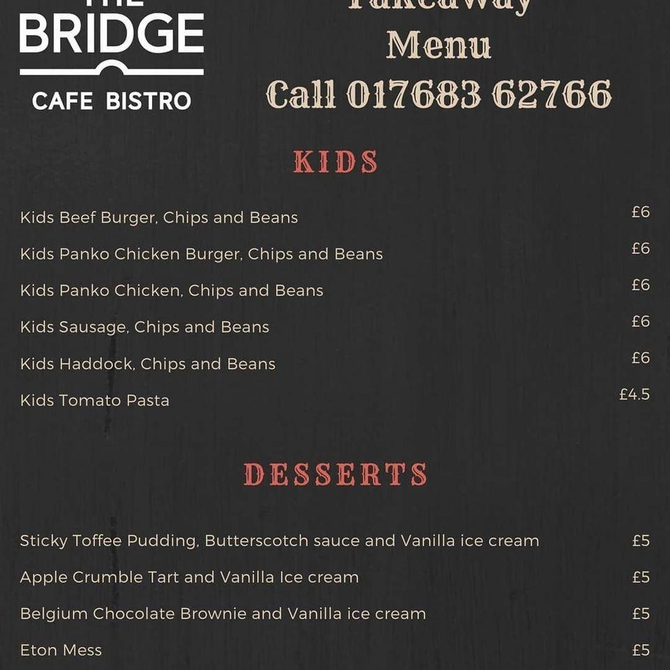 Menu at The Bridge restaurant, Brougham