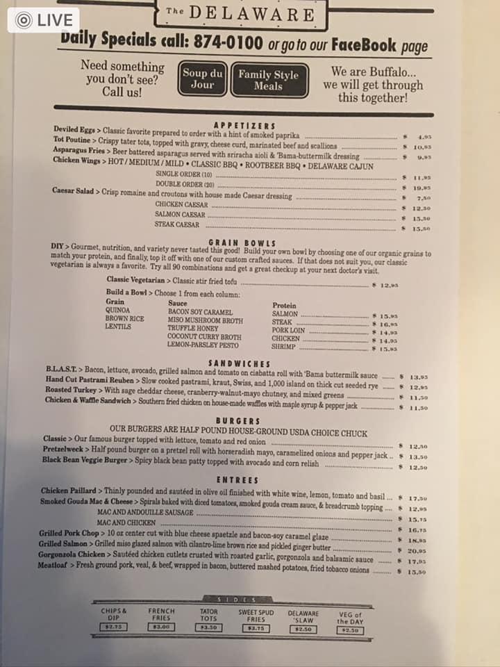 Menu at The Delaware Pub & Grill, Kenmore, Delaware Ave