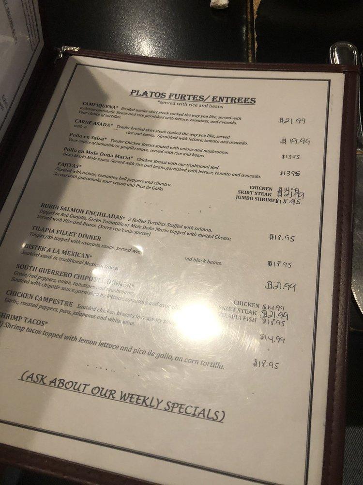 Menu at Three Amigos restaurant, Lake Villa