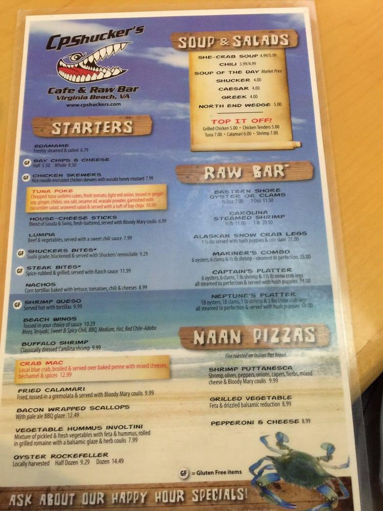 Menu at CP Shuckers Cafe & Raw Bar, Virginia Beach, Pacific Ave