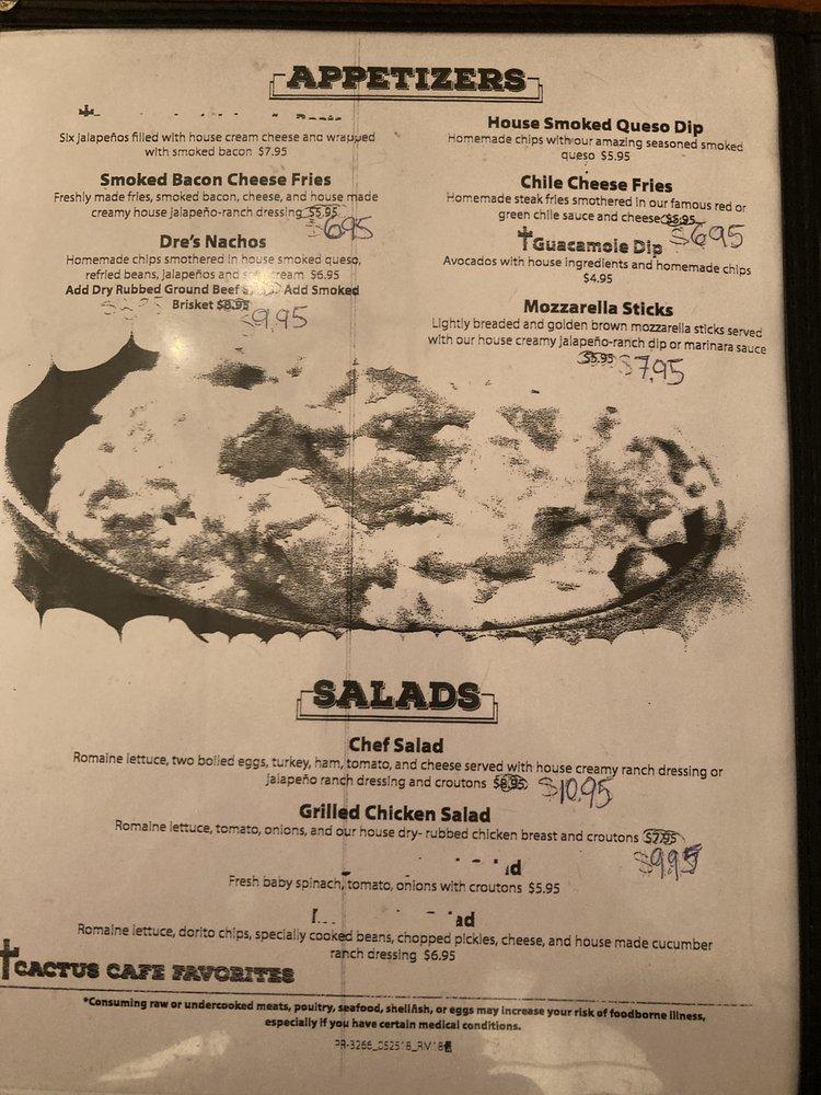 Menu at Cactus Cafe, Deming