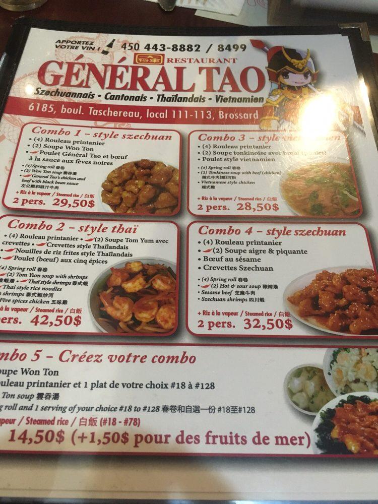 Menu at Restaurant General Tao, Brossard