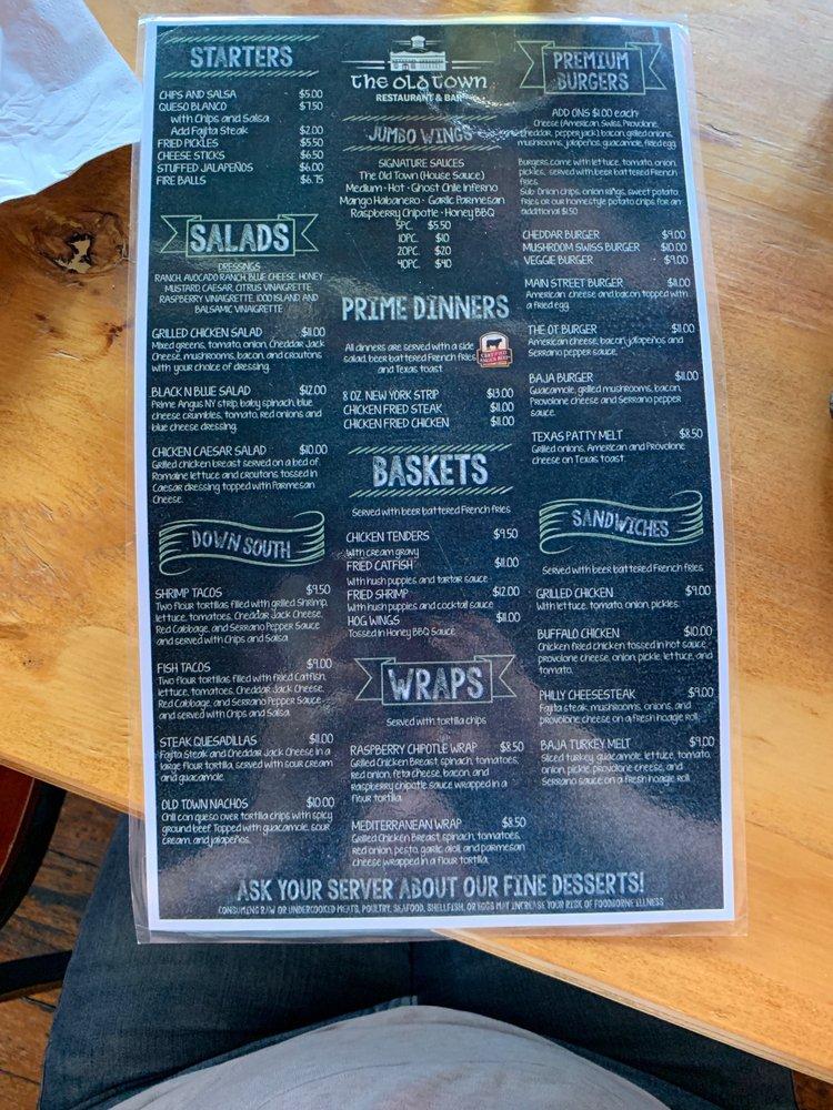 Menu at Old Town Restaurant and Bar, Bastrop