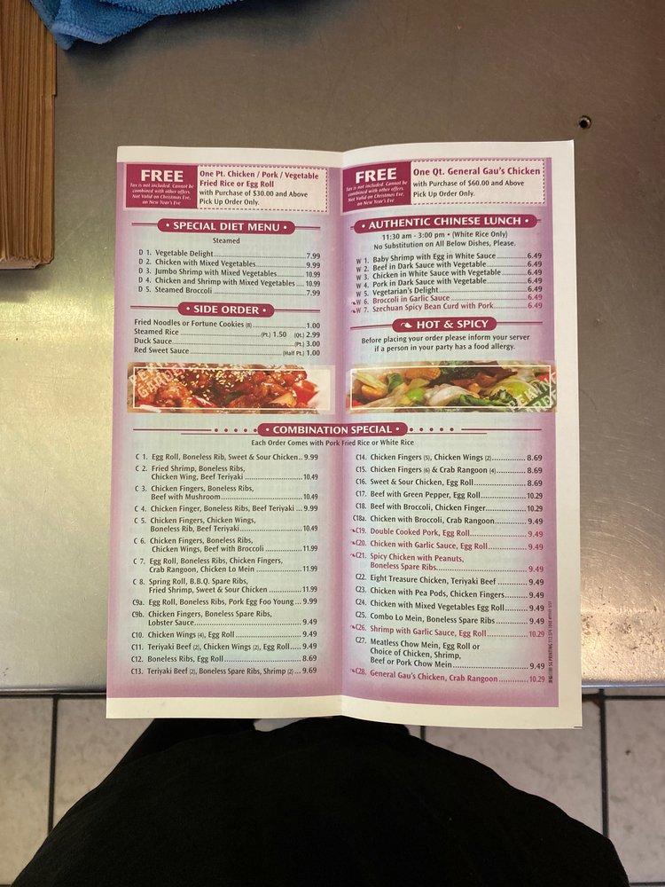 Menu at Peking Garden restaurant, Hudson