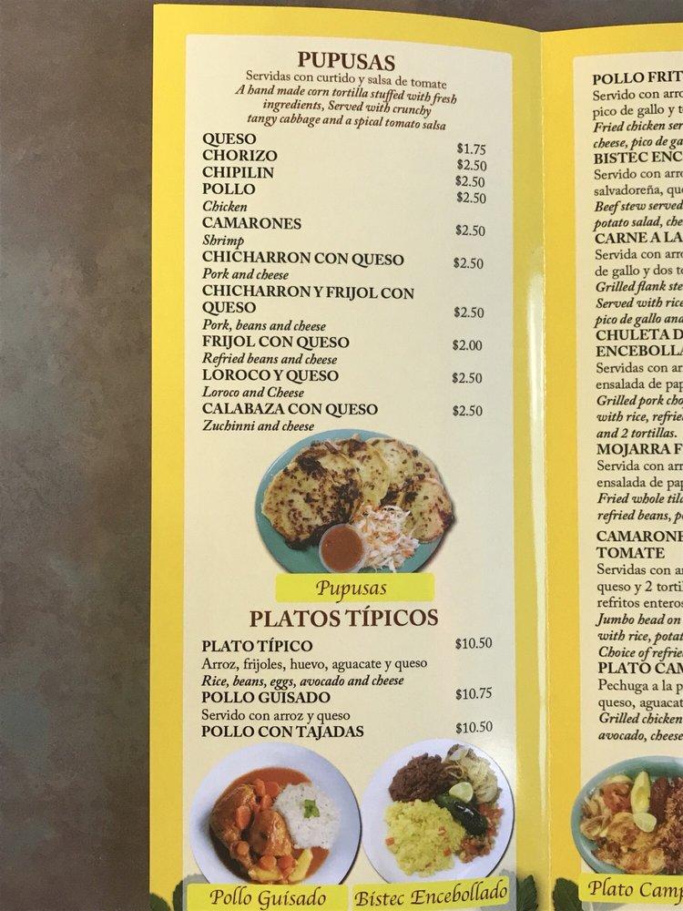 Menu at Pupuseria marisol restaurant, Myrtle Beach