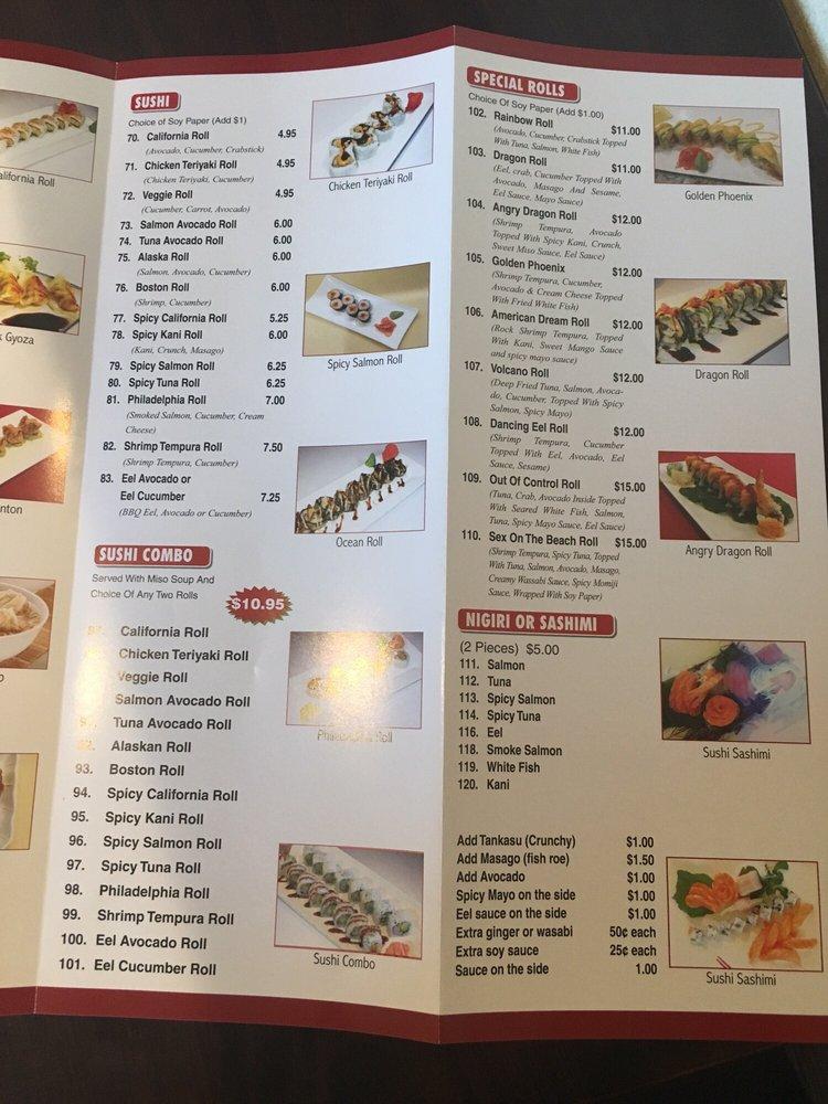Menu at Teriyaki House restaurant, Springfield