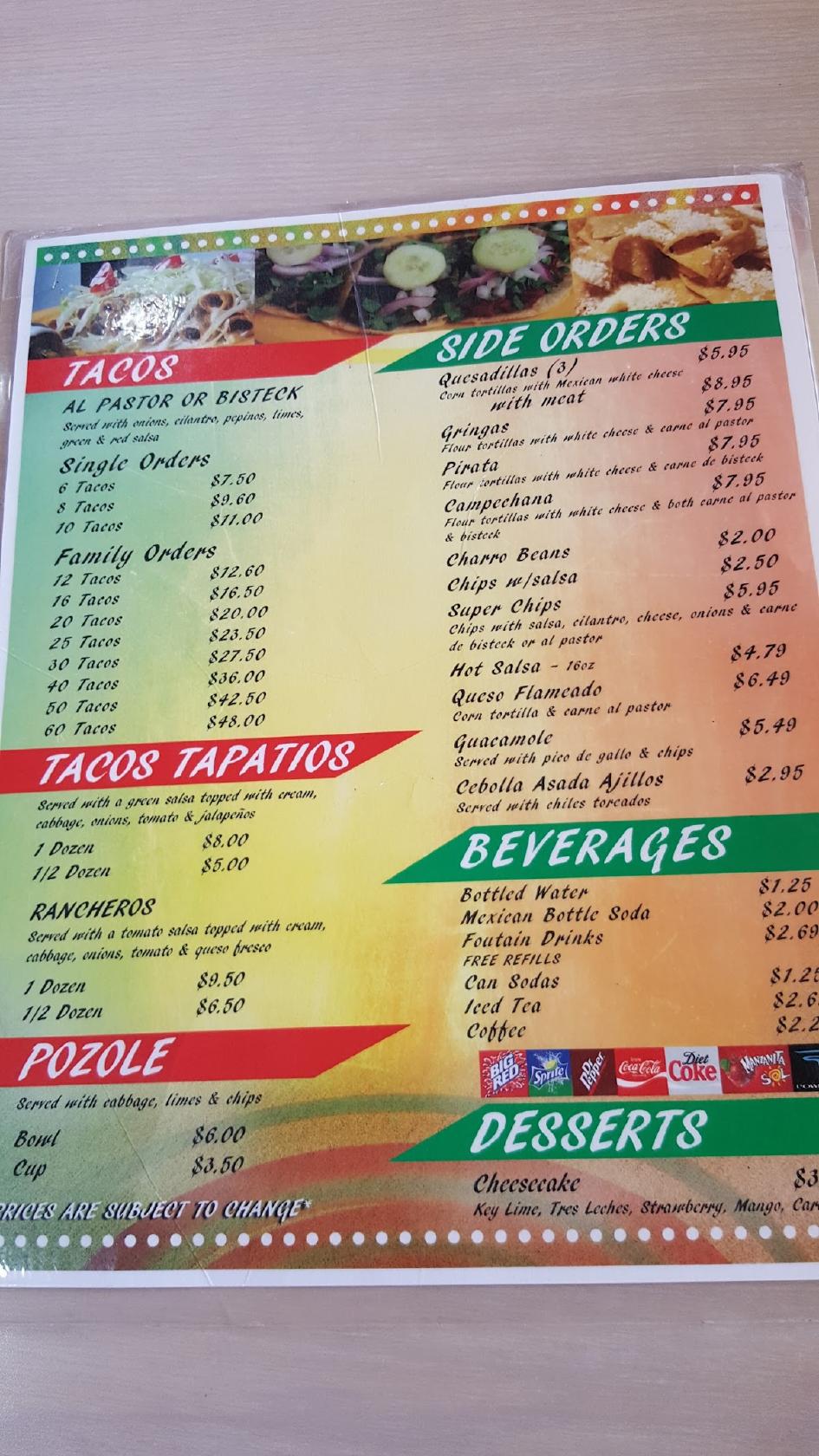 Menu at Ajillos Restaurant, Del Rio