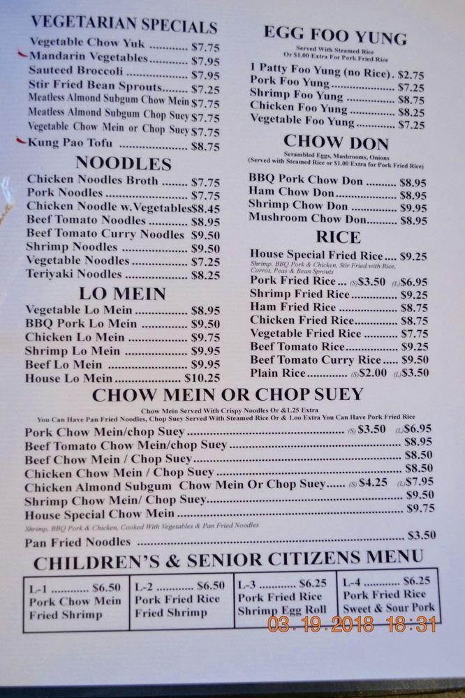 Menu at Double Dragon restaurant, Sandy