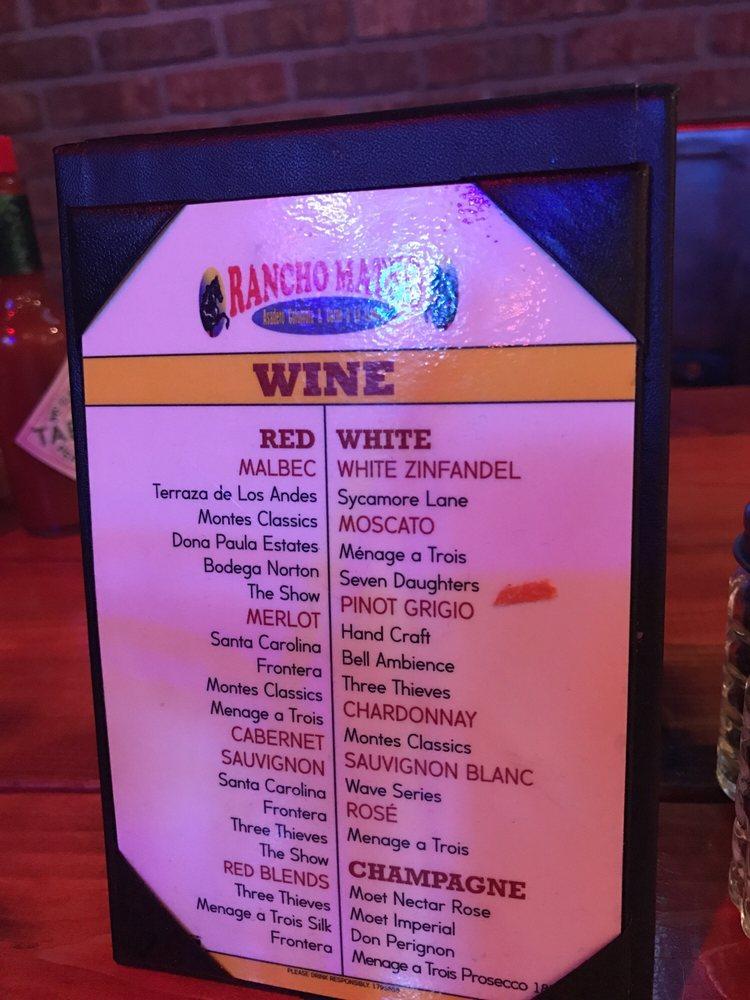 Menu at Rancho Mateo steakhouse, North Bergen