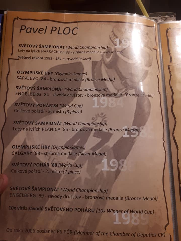 Menu at Pavel Ploc Pension restaurant, Harrachov