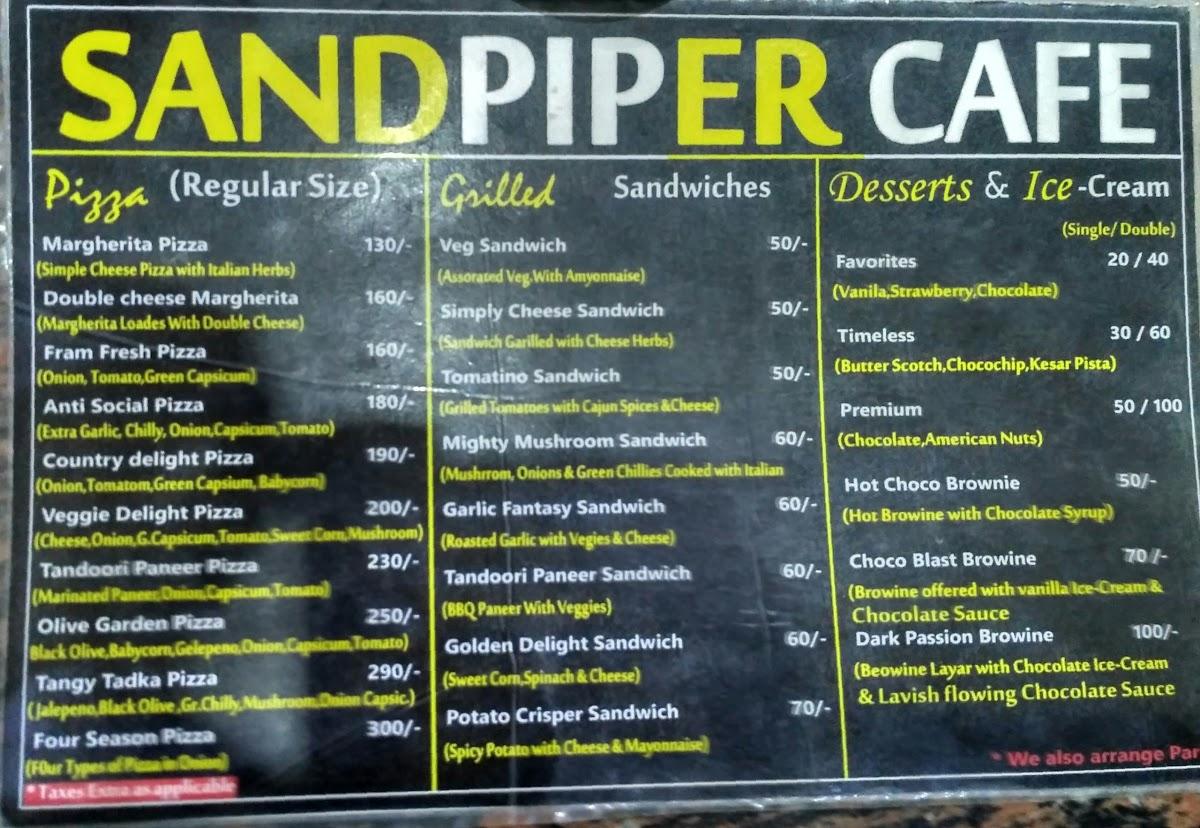 Menu at Sandpiper Cafe And Restro, Pilani, near PANCHWATI Pilani