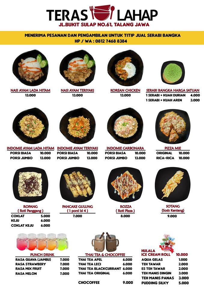 Menu at Teras Lahap cafe, Lubuklinggau, Wira Karya