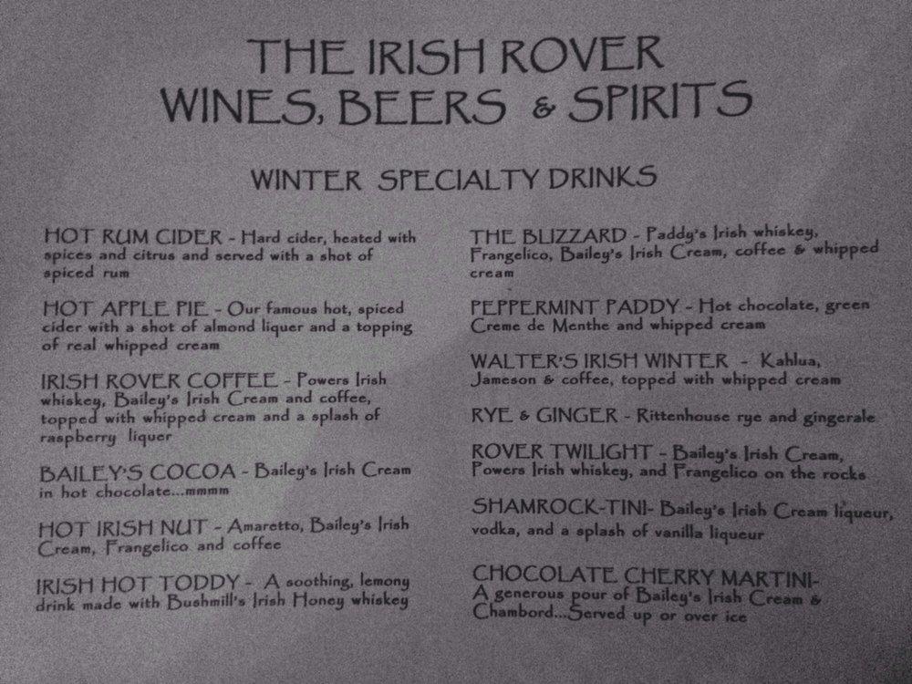 Menu at The Irish Rover pub & bar, Louisville