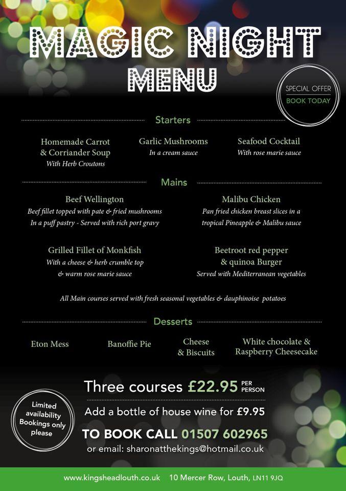 Menu at The King's Head pub & bar, Louth