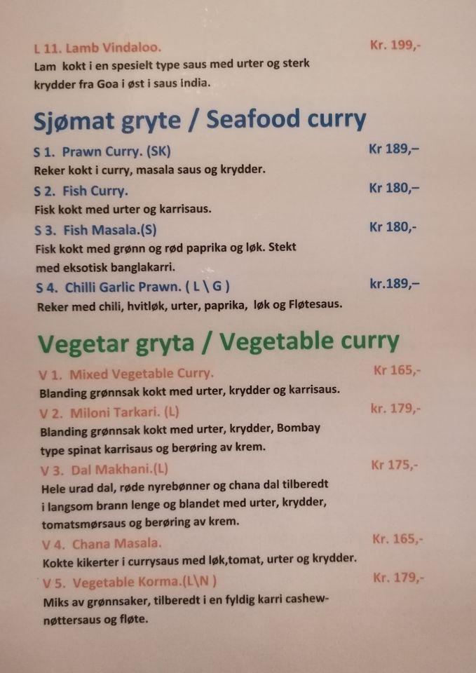 Menu at INDIAN KITCHEN & BAR, Mjøndalen