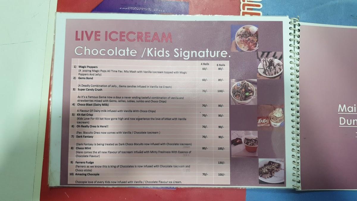 Menu at Ice Age, Dumka