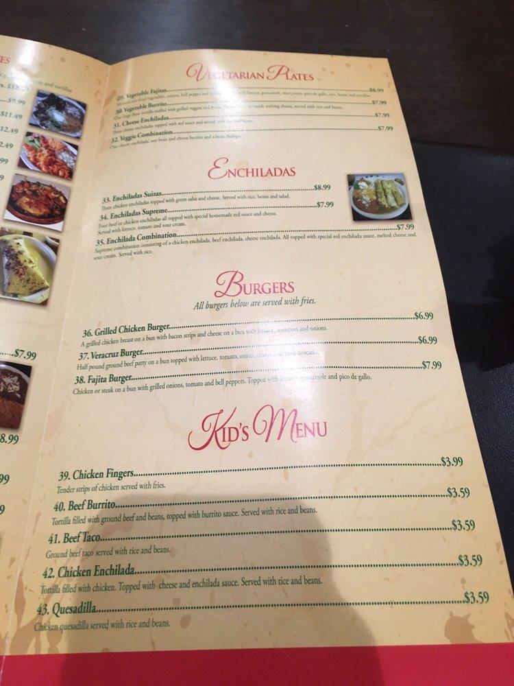 Menu at MI Veracruz restaurant, Jacksonville, Merrill Rd