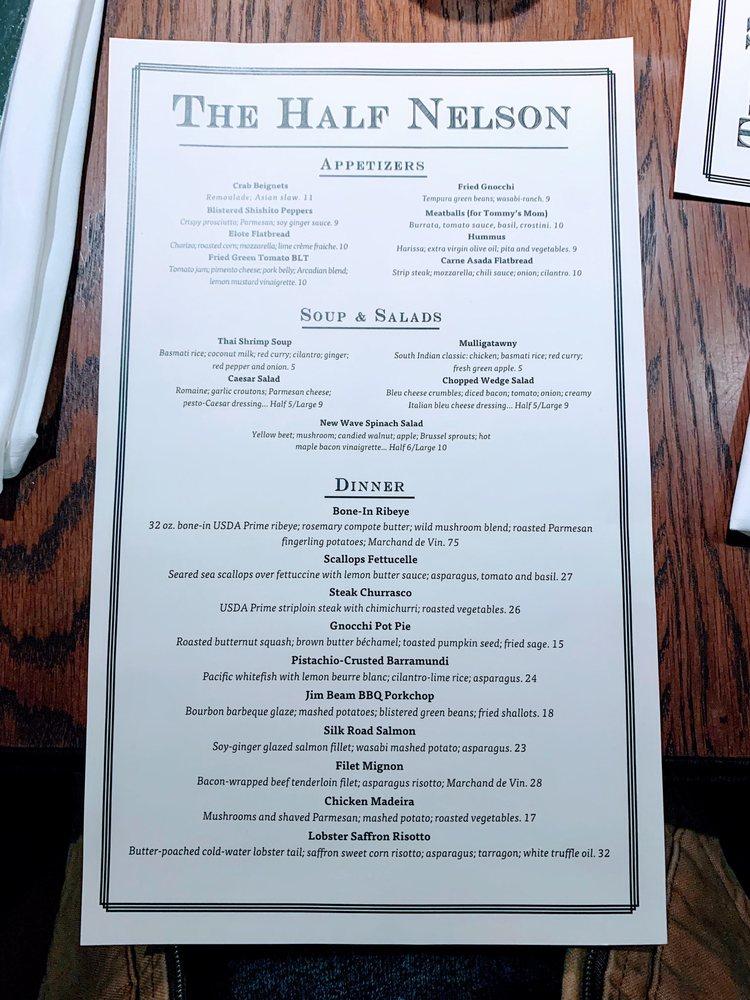 Menu at The Half Nelson pub & bar, Davenport